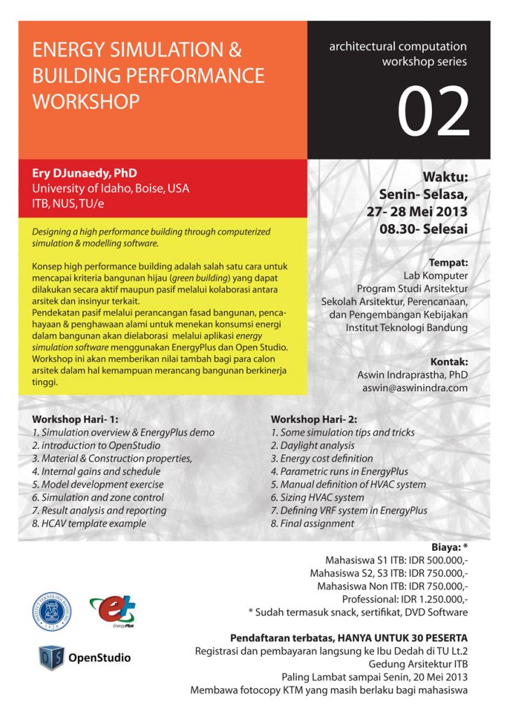 Workshop Simulasi Energi dan Kinerja Bangunan - ARSITEKTUR ITB